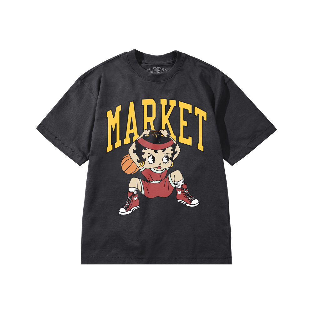 BETTY BOOP DUNKING T-SHIRT - BLACK ENZYME WASH